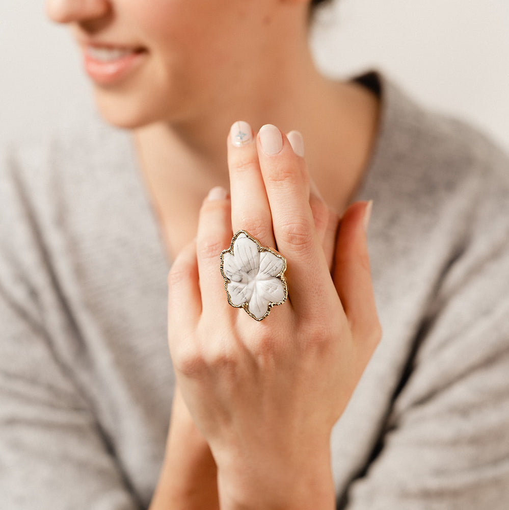 Flower Howlite Signature Ring - Love Tatum